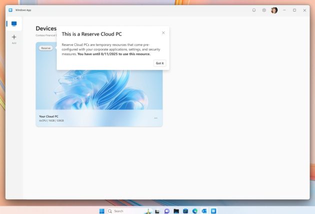 Windows 365 Reserve, PCs de emergencia basados en la nube